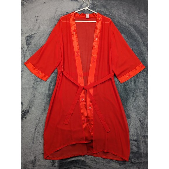 Intimates & Sleepwear | Womens Sheer Robe Size Large Sexy Embroidered ...